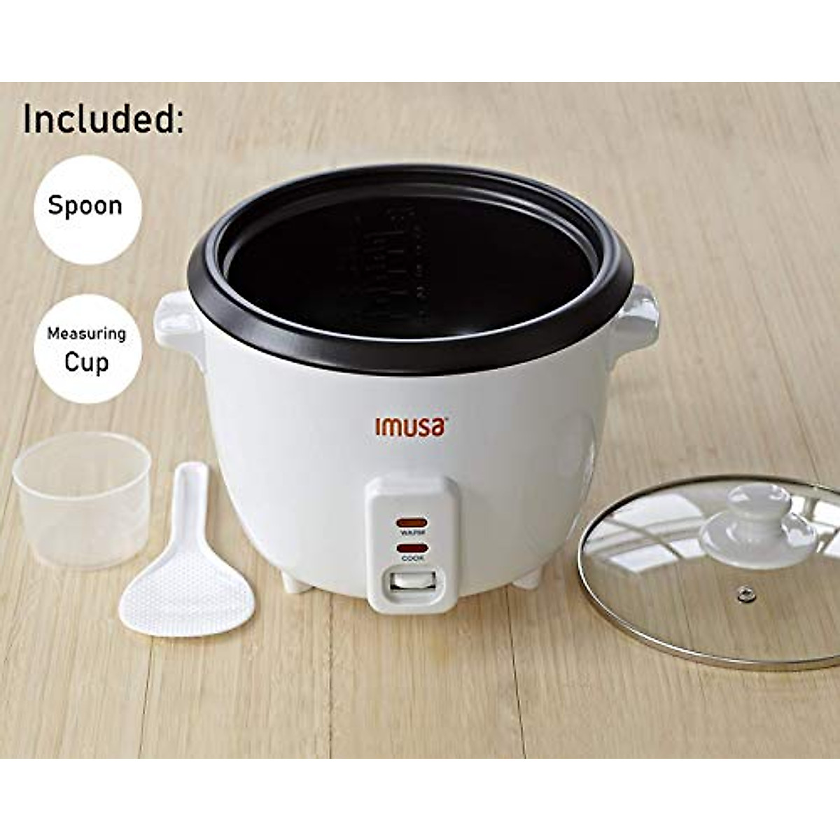 IMUSA USA GAU-00012 Electric NonStick Rice Cooker 5-Cup (Uncooked) 10-Cup (Cooked), White