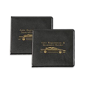 GKmow 2 PCS Car Registration Insurance Card Holder, Document Holder, PU Leather Case for ID, Driver's License, Key Contact Information Cards, Vehicle Paperwork Organizer (Black & Yellow)