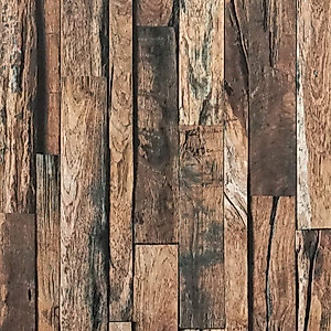 CiCiwind Peel and Stick Wallpaper Brown Wood Contact Paper Removable Self Adhesive Wallpaper Shiplap Vintage Wood Grain Wallpaper for Bedroom Bathroom Kitchen Cabinet 17.7" X 78.7"