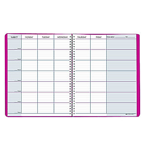House of Doolittle Teachers Planner, Pink Leatherette Cover, 45 Weeks, 7 Periods, Seating Chart, Records, 8.5 x 11 Inch (HOD50905)