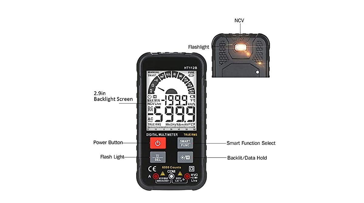 CG Smart Digital Multimeter TRMS 6000 Counts Volt/Amp/Ohmmeter