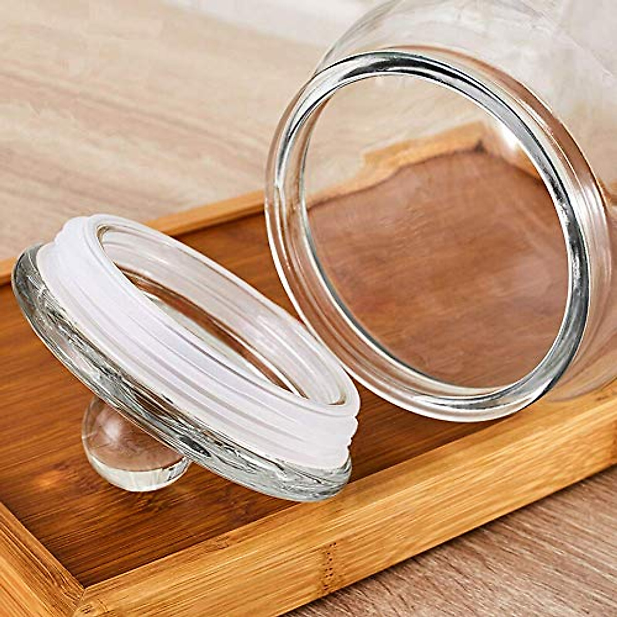 Glass Jars,Candy Jar with Lid For Household,Food Grade Clear Jars - 1/2 Gallon (3)