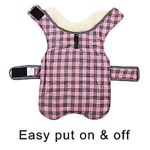 JoyDaog Reflective Belt Dog Coats for Small Dogs,Reversible Warm Puppy Jacket for Cold Winter,Pink S