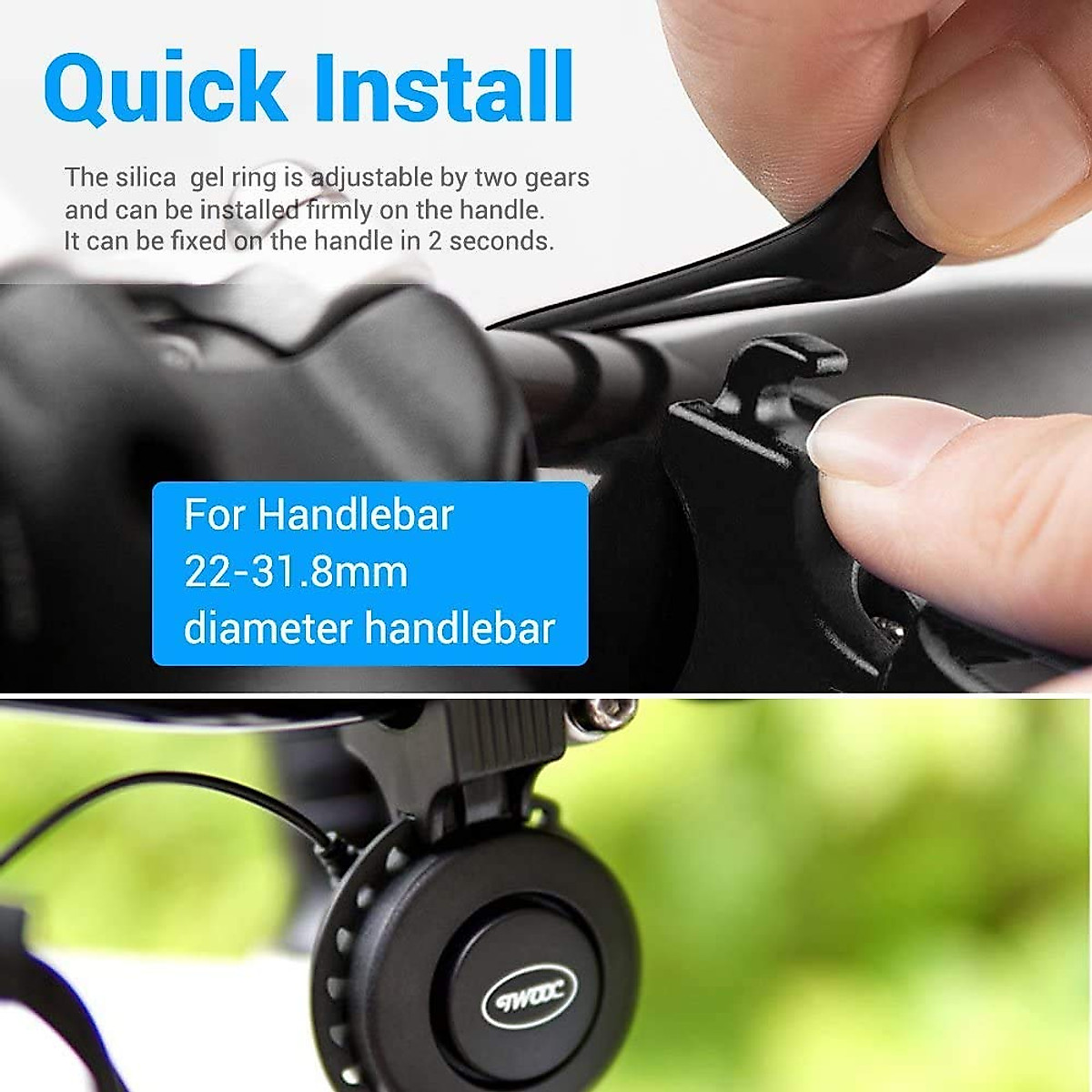 Electric Bike Horn Electronic Bicycle Bell,Latest 4 Soft Sound Modes with Rechargeable Battery,Volume Adjustment 50-120 DB,Waterproof Horn for Women Men Kids' Tricycles Scooter BMX MTB
