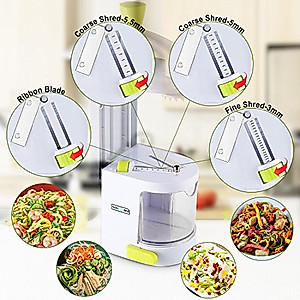 Spiralizer Vegetable Slicer (4-in-1 Rotating Blades) Heavy Duty Veggie Spiralizer with Strong Suction Cup, Zucchini Spiral Noodle/Zoodle/Spaghetti/Pasta Maker ( Recipe Book and Cleaning Brush)
