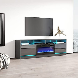 Disparo BL-05 Electric Fireplace 79" TV Stand Gray