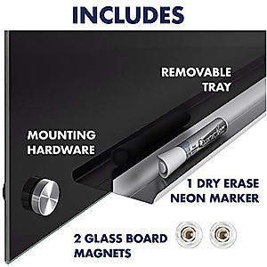 Quartet Glass Whiteboard, Magnetic Dry Erase White Board, 3' x 2', Black Surface, Infinity (G3624B)