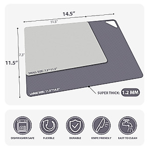 Plastic Cutting Boards for Kitchen, WK Flexible Cutting Board Set of 10, Non Slip Cutting Mats with Hole, BPA Free, Dishwasher Safe, Multi Size