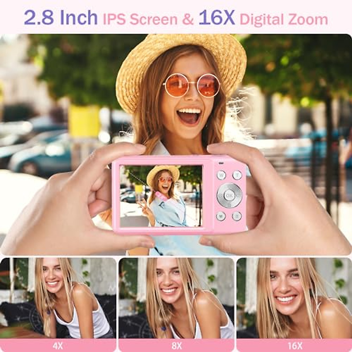 4K Digital Camera, 48MP Autofocus Vlogging Camera for YouTube Compact Camera for Photography with 16X Digital Zoom, 32GB SD Card, 2.8" IPS Screen, 2 Batteries and Battery Charger