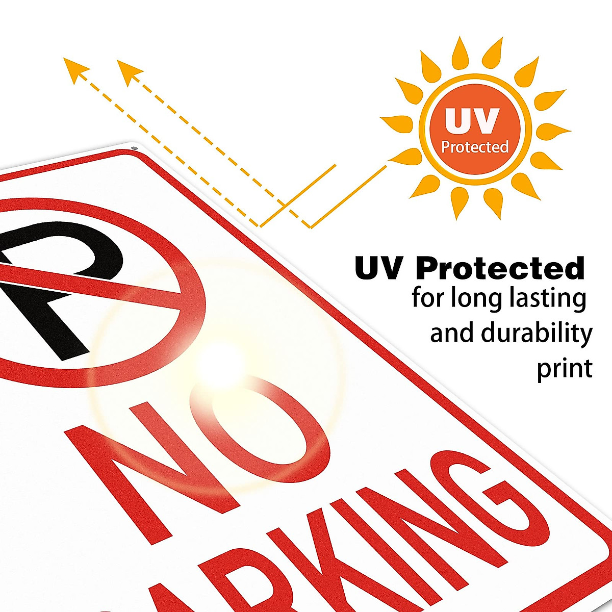 6 Pcs No Parking Signs with Symbol Sign 14 x 10 Inches Reflective Aluminum Nonparking Sign, UV Protected, Weather Resistant, Waterproof, Durable Ink Industrial Warning Signs, Easy to Mount