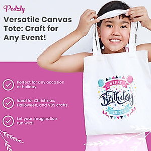 Podzly DIY Blank Canvas Tote Bags - Set of 12 Small 12" x 10" White Plain Totes for Crafting, Decorating, and Personalizing - Unleash Your Creativity with Premium Quality, Compact Design