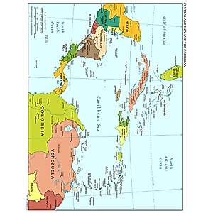 Palmetto Posters 24x31 Laminated Poster: Large scale political map of central america with major cities and capitals
