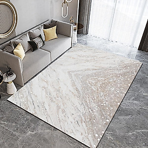 ZAOMIR Fine Sparkling Diamond Gold Foil Marble Living Room Aesthetic Decor Large Area Rugs, Meat Pink French Style Home Bedroom Rug, Soft Non Slip Washable Running Mat, Corridor Office Carpet-6ftx9ft