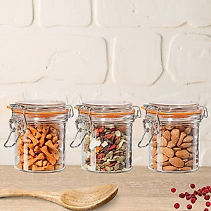 OGGI 3 Piece Airtight Glass Storage Containers Set - 3 Small 9oz Glass Kitchen Canisters with Clamp Lids & Silicone Seals - Farmhouse Kitchen Décor, Kitchen Storage, Pantry Storage, Food Storage