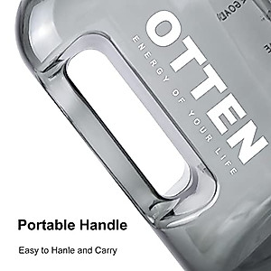 OTTEN Gallon Water Bottle with Time Marker - Reusable Tritan Gym Water Jug, BPA Free Leak Proof (Black, 128 Ounces)