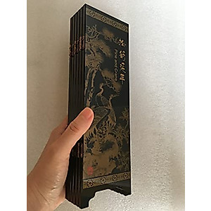 APERFECT Decorations for The Home, 6 Panel Divider, Mini Folding Screen, Chinese Lacquerware, Mini Desktop Folding Screen, Feng Shui Ornaments, Oriental Gift, Business Gift