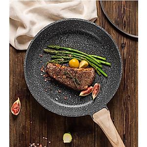 Motase Nonstick Frying Pan Skillets 3-Piece Set 8/9.5/11 inch, Granite Coating Omelette Pan, 100% PFOA free Cookware Pan, Non Stick Stone Frying Pan Skillets Set