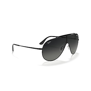 Ray-Ban RB3597 Wings Shield Sunglasses, Black/Grey Gradient Dark Grey, 33 mm