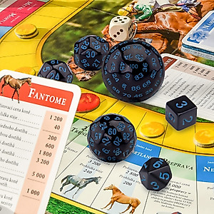 AUSTOR 15 Pieces Complete Polyhedral Dice Set D3-D100 Game Dice Set with a Leather Drawstring Storage Bag for Role Playing Table Games(Black & Blue)