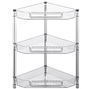 HYBRIDEAS 3-Tier Corner Shelf Organizer for Bathroom Counter Skincare and Makeup Storage Vanity Dresser Organizer Countertop Tray Perfume Holder Shelving