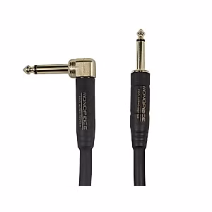 Monoprice 1/4-Inch TS Male to 1/4-Inch Right Angle TS Male Guitar/Instrument Cable - 20 Feet, Blue, 20AWG, Braided Jacket, Gold Plated - Cloth Series
