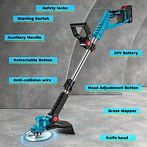 Saker String Trimmer Cordless Electric, Weed Wacker Battery Operated with 2X22V Batteries, 13 inch Weed Eater Cordless with Brushless Motor, Weed Wacker Electric for Home Garden and Yard