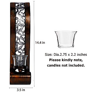 Shelving Solution Wall Sconce 14.4 x 3.5 Inch, with Tea Light Candle Holder Antique Bronze Style Metal Wall Art Decorations for Living Room, Bathroom, Dining Room and Office, Set of 2