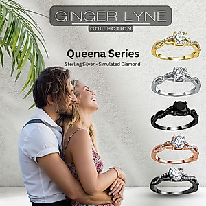 Twist CZ Engagement Rings for Women by Ginger Lyne | 1 Ct Faux Diamond Ring | 925 Sterling Silver 14K Rose Gold Wedding Rings for Women | Travel Promise Rings for Her - Size 6