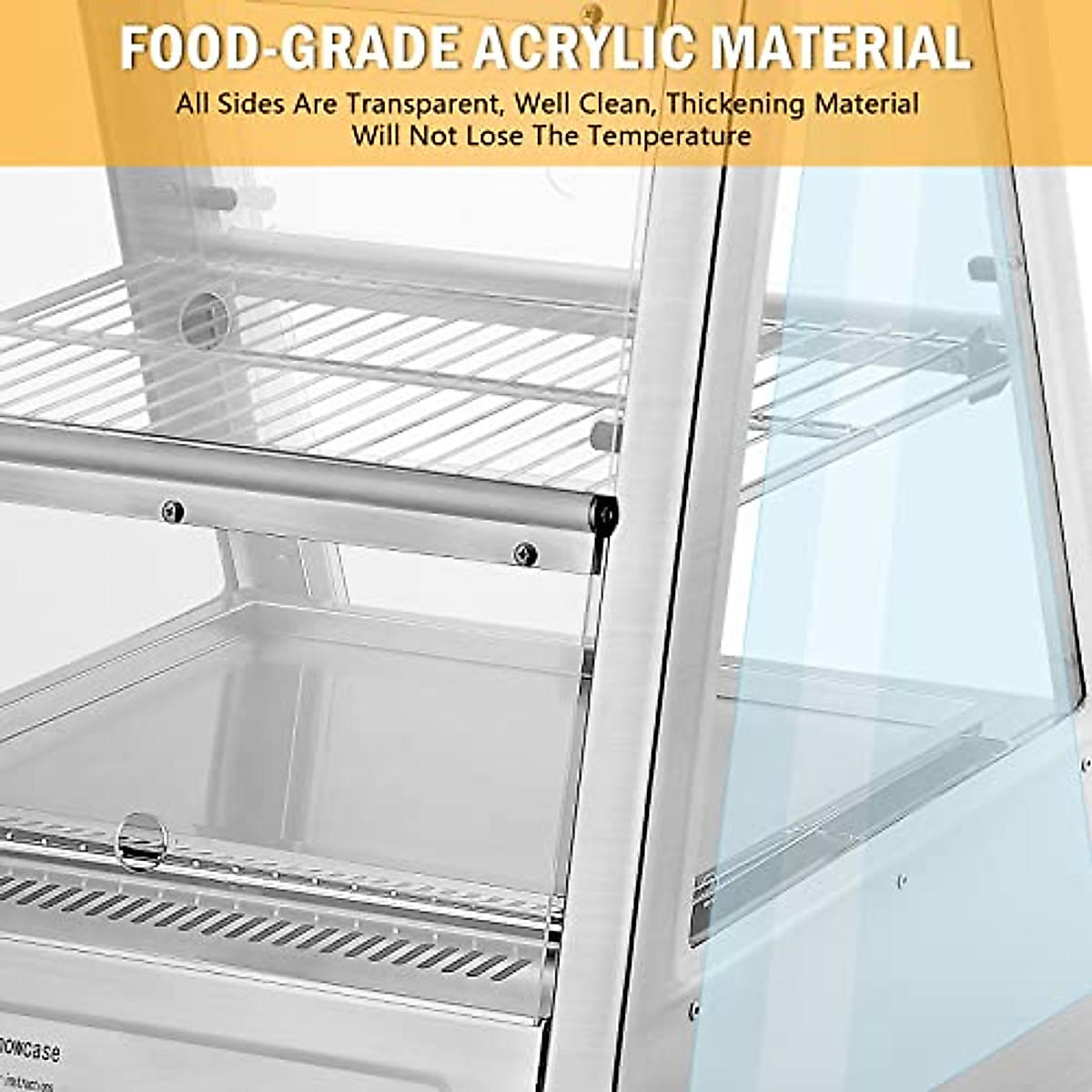 WSSEY Commercial Food Warmer Display, Countertop Pizza Warmers Display Pastry Patty Warmer,Stainless Steel Heated Cabinetsuitable for Restaurants,2-Tier 110V