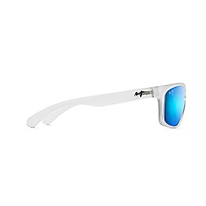 Maui Jim Men's and Women's Tumbleland Polarized Wrap Sunglasses, Matte Crystal/Blue Hawaii, Medium
