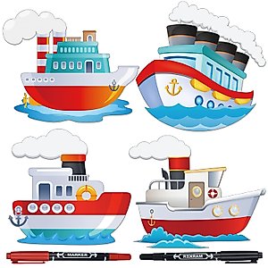 4 Pcs Cruise Door Magnets Vintage Palm Tree Vacation Cruise Door Magnet Stickers Magnetic Cruise Door Decorations with 2 Pcs Marker Pens for Cars Refrigerator Cruise (Classic Style)