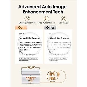 iDPRT A4 Thermal Printer, Future800 Inkless Printer, 300dpi Resolution 4ips Fast A4 Paper Printer with Auto Cutting, 100 Sheets Capacity, Compact Design, Support WiFi App Wireless or USB Connection