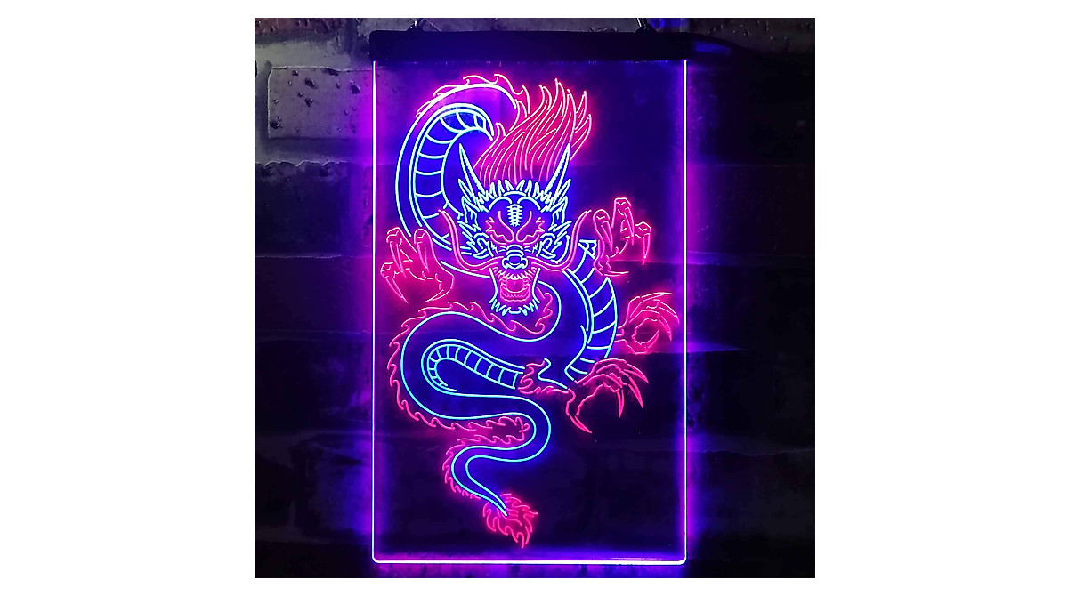 ADVPRO Chinese Dragon Room Display Dual Color LED Neon Sign Blue & Red ...