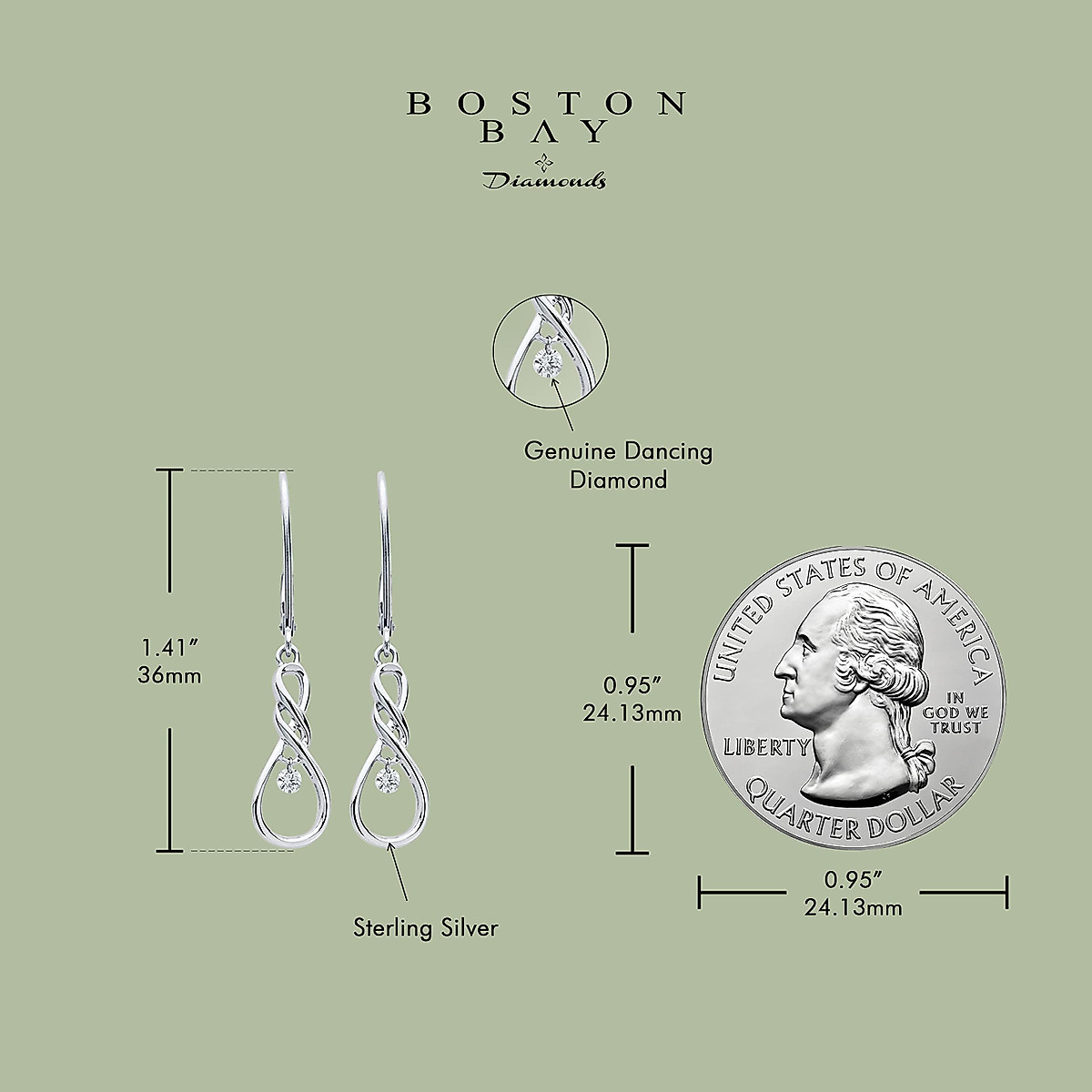 1/12 Cttw Diamond Accent Twisted Infinity Loop Dancing Diamond 925 Sterling Silver Drop Earrings (I Color, I1 Clarity)