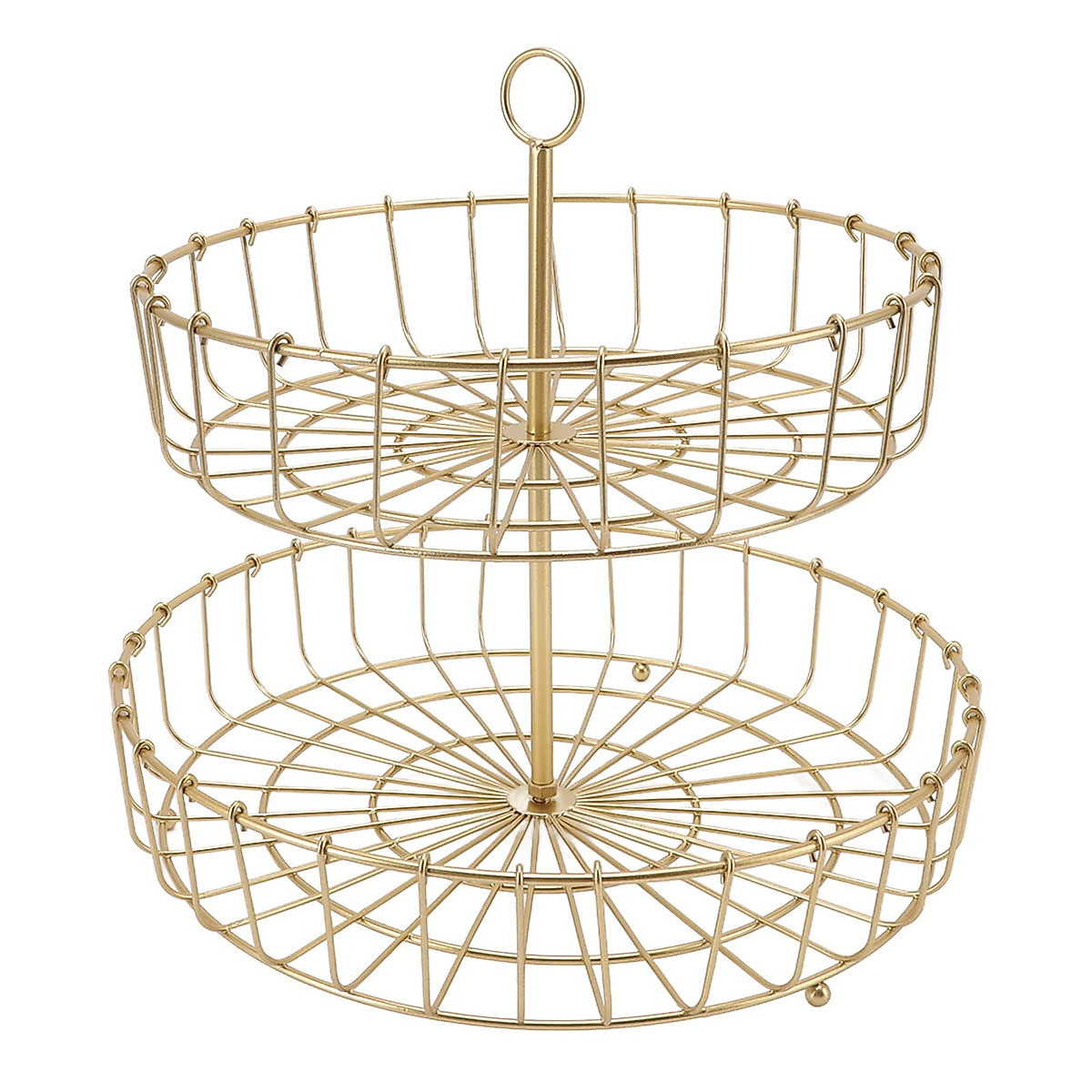 2 Tier Fruit Bowl Stand Holder, Fruit Bowl Fruit Basket Countertop Metal Fruit Stand Holder Detachable for Fruits Snacks Vegetables