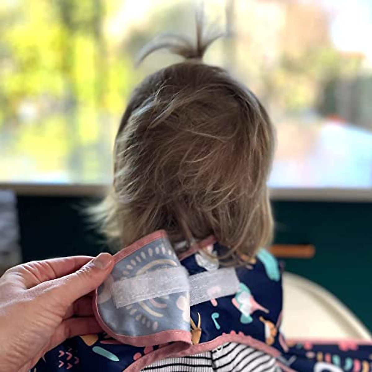 Nooni Care Baby Bibs for Eating | Rainbow Blue | Long Sleeve Bib can be Clipped to the Table | Long Sleeve Bibs for Babies keeps your Baby Cleaner than a Baby Apron | Coverall Bib for Baby Eating