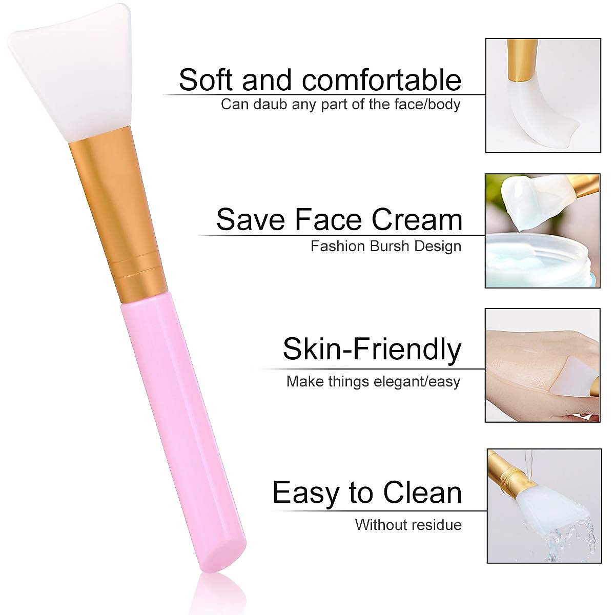 Akstore 5PCS Silicone Face Mask Brush,Mask Beauty Tool Soft Silicone Facial Mud Mask Applicator Brush Hairless Body Lotion And Body Butter Applicator Tools (White)
