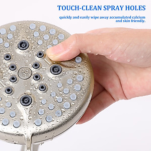 KINSE Brushed Nickel Shower Faucet Set, Shower Valve and Trim Kit With 5 Inches Rain Shower Fixtures, 5-Spray Shower Head and Faucet Set, Single Handle Control Shower Faucet Set with Valve