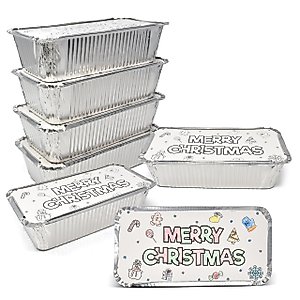 Gift Boutique 24 Count Xmas Tin Foil Container with Color Lid Covers For Cookies Holiday Aluminum Disposable Food Storage Pans For Xmas Treat Exchange & Goody Party Leftovers Kids Coloring Activity