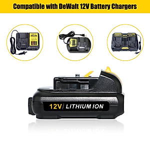 SKYON 12V 4.0Ah DCB124 Battery Replacement for 12V Max Battery DCB124 3Ah DCB122 2Ah DCB120 1.5Ah Lithium-Ion Battery Compatible with Dewalt All 12V Max Cordless Power Tools Battery