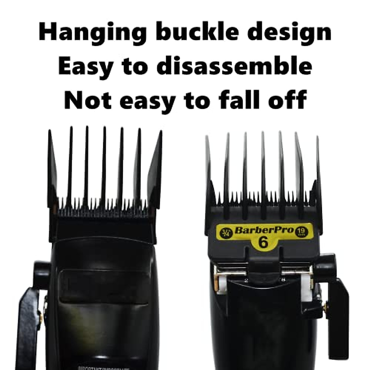 Hair Clippers Cutting Guides Guards Comb Set - From 1/16 Inch to 3/4 Inch , Compatible with Most BaByliss Clippers (Pack of 8 ) . Black