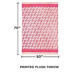 Juicy Couture - Throw Blanket | Heart Printed Pink | Plush and Cozy | Decorative Blankets for Sofas, Chairs and Beds| Luxurious and Soft | Chic Home Decor | Measures 50" x 70" | Pink/White