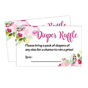 None Brand Floral Diaper Raffle Tickets, Baby Shower Invitations Insert Cards, Baby Shower Game (50 Pack)