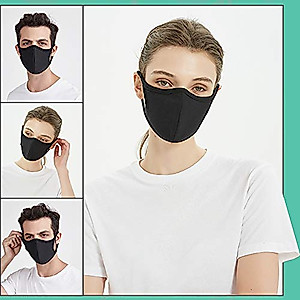 Yiiza Fashion Mouth Protection Unisex Washable and Reusable Cotton Warm Face Protection with Adjustable Bridge Design (3-Pack Black) (1)