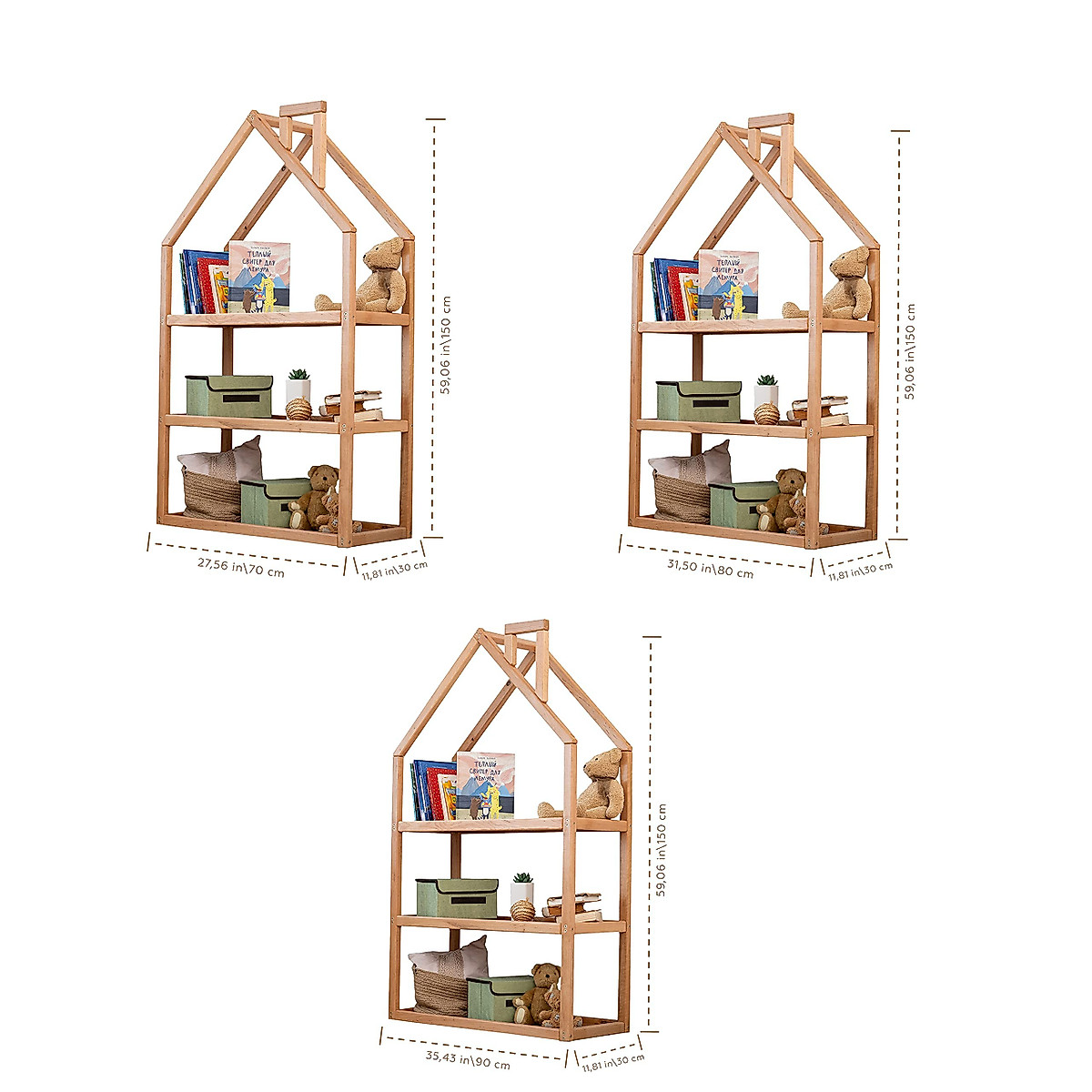 BUSYWOOD Montessori bookshelf Organizer for toddlers, Wood Bookcase, Kids Wooden Shelf, Multi-Level Toy Shelf, Modular Storage Shelves