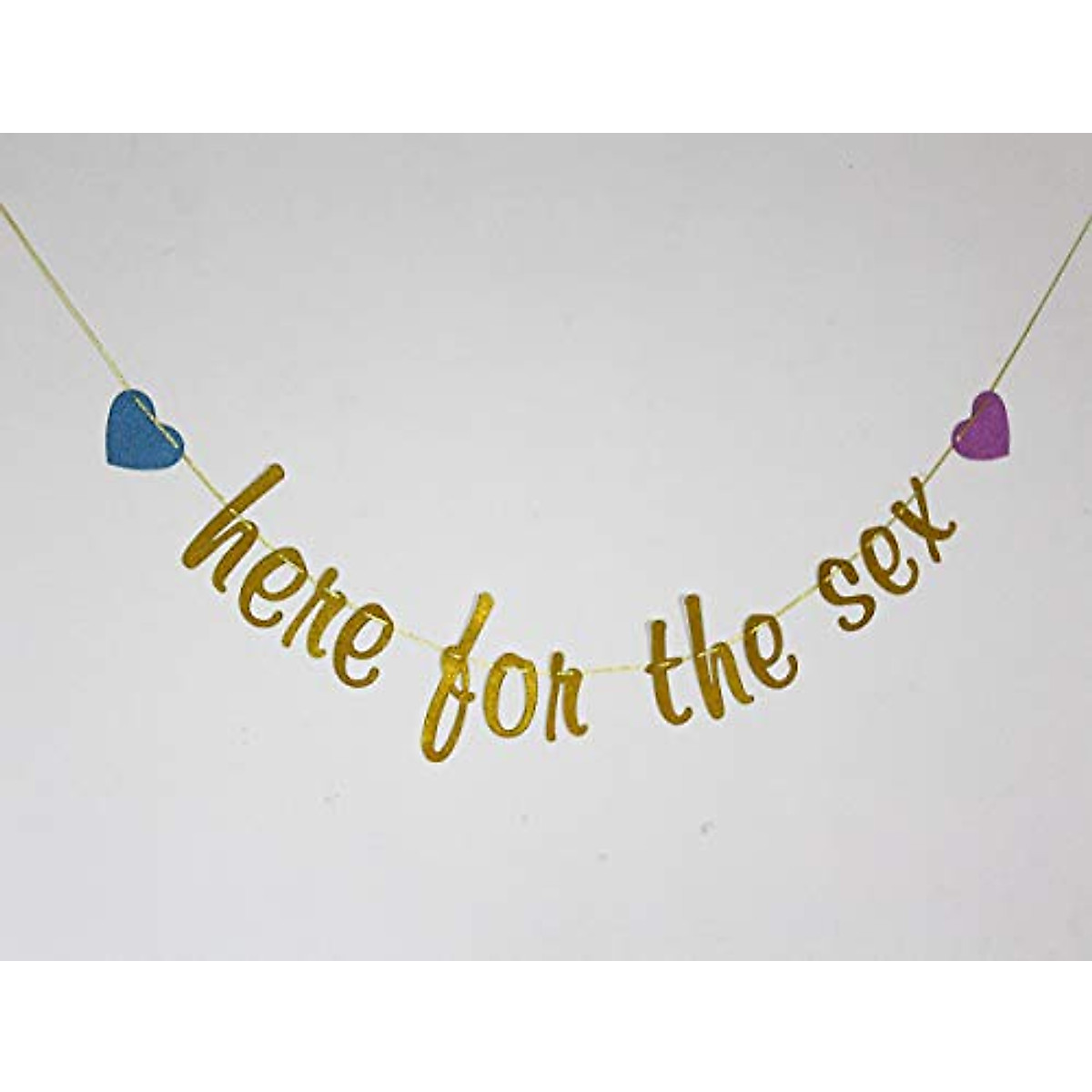 Here for the Sex Banner, Glitter Gender Reveal Bunting, He or She Decors, Boy or Girl Baby Shower Party Decorations, Gold