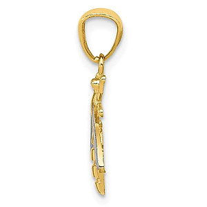 Solid 14k Yellow Gold Two Toned Bee Pendant Charm - 20mm x 15mm