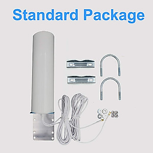 High Gain 10-12dBi Dual SMA Male 698-2700 MHz 3G/4G LTE Omni-Directional Outdoor Pole/Wall Mount Antenna for Mobile Cell Phone Signal Booster Cellular Amplifier 4G LTE Router Modem Gateway