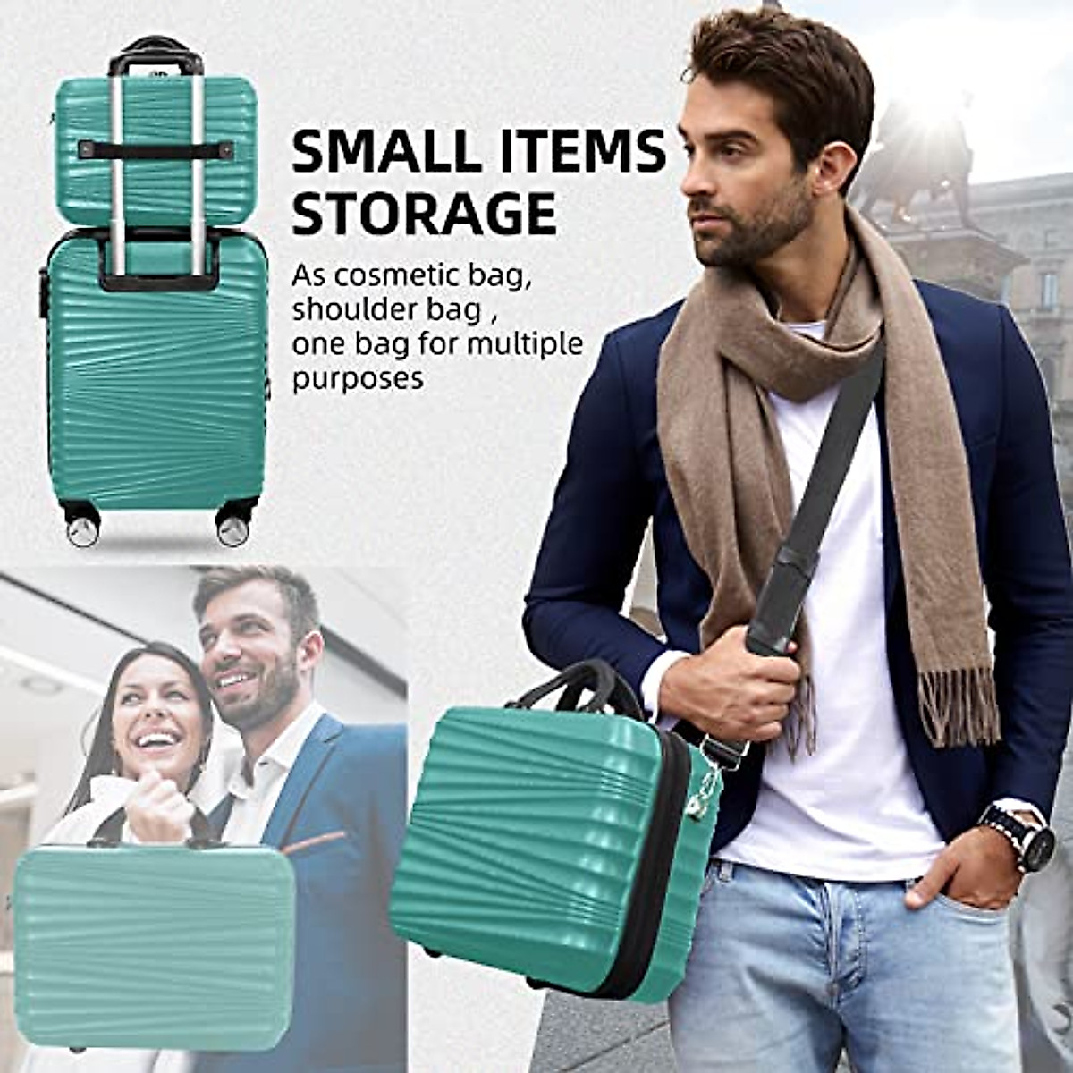 LEAVES KING Luggage 5 Piece Sets, Hard Shell Luggage Set Expandable Carry on Luggage Suitcase with Spinner Wheels Durable Lightweight Travel Set for Men Women(14/18/20/24/28, Green)