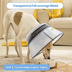 NoarWin Inflatable Dog Cone Collar, Soft Dog Cone for Dogs After Surgery, 2-in-1 Inflatable Dog Cone with Detachable Anti-Licking Shield, Adjustable Dog Cone Collar, Elizabethan Collar (L, Grey)